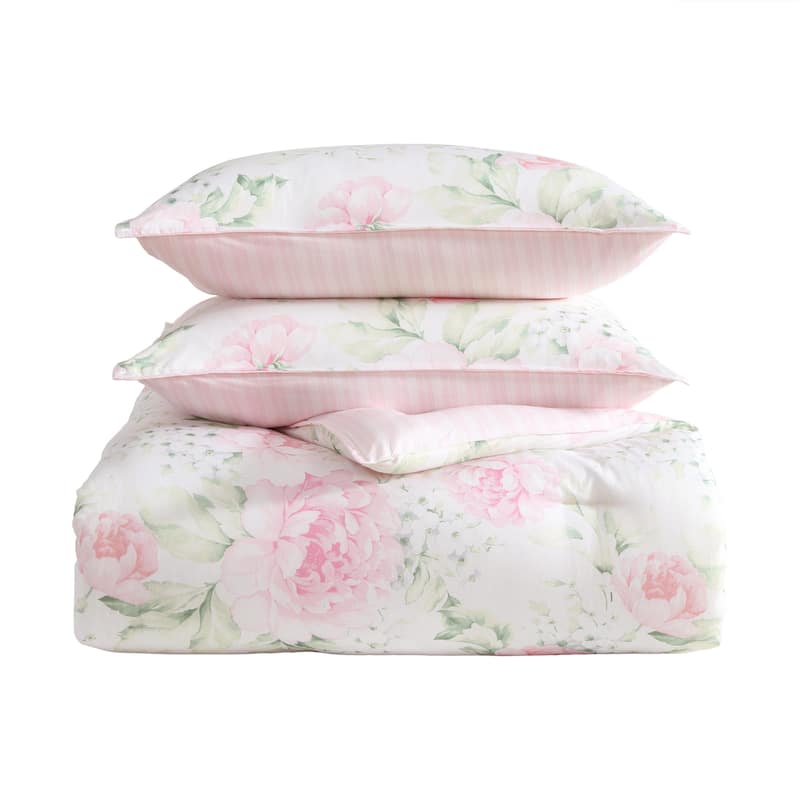 Laura Ashley Serenity Roses Floral Cotton Comforter Set Reversible ...