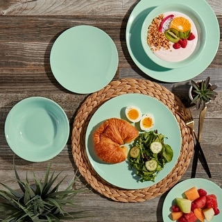 Tabletops Gallery Mint 12 Piece Melamine Dinnerware Set - Bed Bath ...