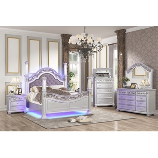 Valentina Silver Bedroom Set with LED Lighting - Bed Bath & Beyond ...