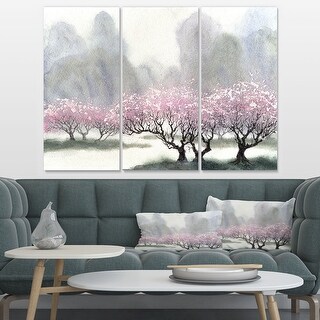 Designart "Flowering Trees at Spring" Landscape Art Print Canvas ...