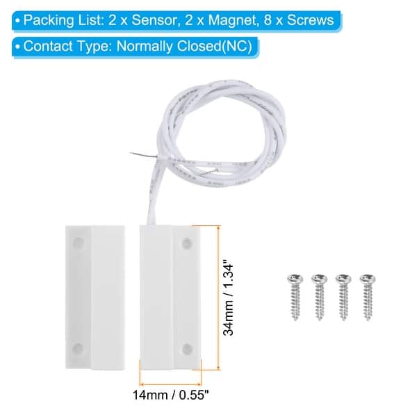 Magnetic Reed Switch, 2 Sets NC Wired Door Window Contacts - White ...