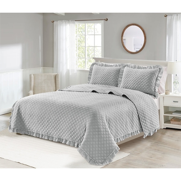 MarCielo 3-Piece Elegantly Embroidered 100% Cotton Oversized Quilt ...
