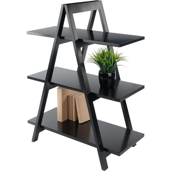 A-Frame Shelf 3-Tier Shelving Unit Solid Wood Display Rack Small Place ...