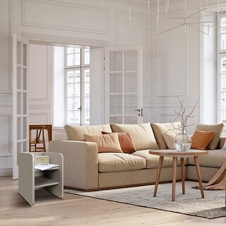 Storage Nightstand/ Stackable Organizer Display Shelf, Gray Plywood ...