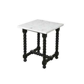 Orlando Cranberry Marble End Table with Black Wooden Spindle Base - Bed ...