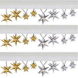 Solar Powered Color-Changing Metallic Stars String Lights - 80.7 x 7.87 ...