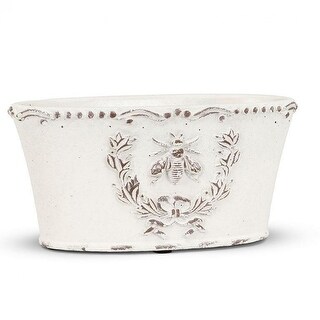Antique White Oval Embossed Bee In Crest Planter - Bed Bath & Beyond ...