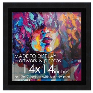 14x14 Frame Black Matted for 14x14 Picture or 17x17 Art Poster Without ...