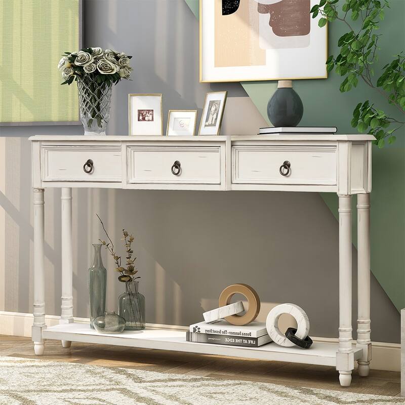 Merax Console Table Sofa Table with Projecting Drawers and Shelf for ...