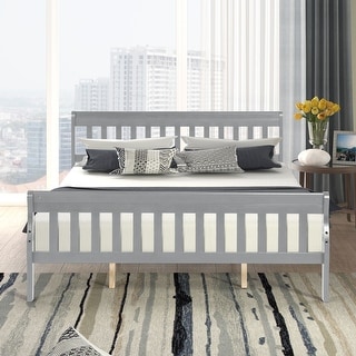 Gray Slats Style Queen Sleigh Bed - Bed Bath & Beyond - 37290530