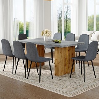 Modern Dining Set with Rectangular Table & Round Corner Chairs - Bed ...