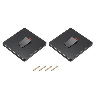 Light Rocker Switch 1 Gang 1 Way Black 250V 20A 88mmx86mm Pack of 2 ...