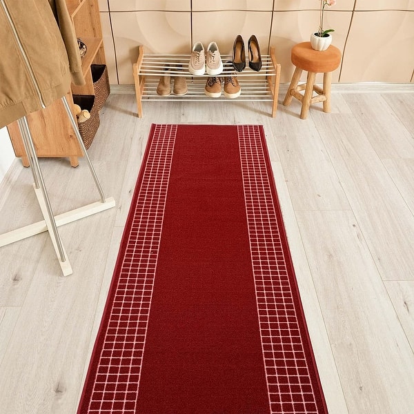 checkered border rug