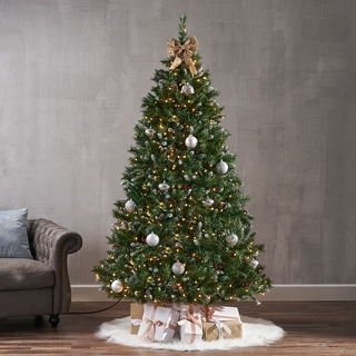 7-foot Hinged Frosted Spruce Christmas Tree by Christopher Knight Home ...