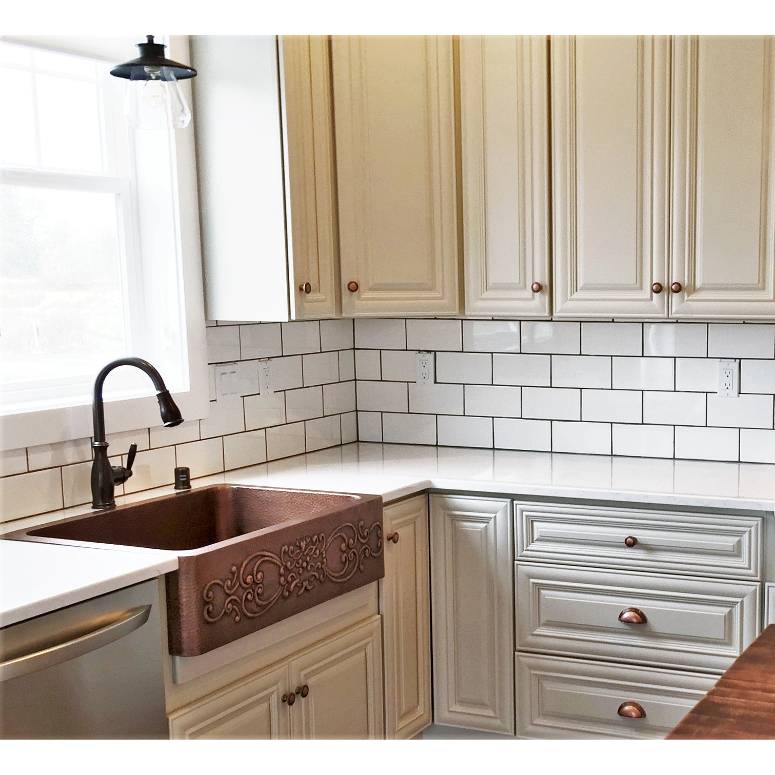 Ganku Copper 33 Single Bowl Farmhouse Apron Front Undermount Kitchen