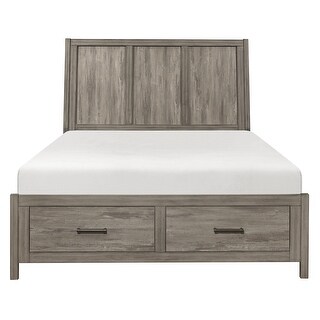 Rustic Style Platform Bed with Footboard Storage Drawers - Bed Bath ...