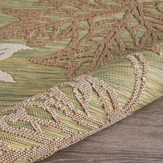 HomeRoots 5' x 7' Tan Maple Leaf Outdoor Area Rug - 5' Octagon - Bed ...