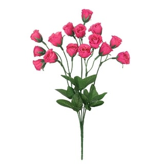 Set of 12 Hot Pink Artificial Mini Rose Bud Flower Stem Bush Bouquet ...