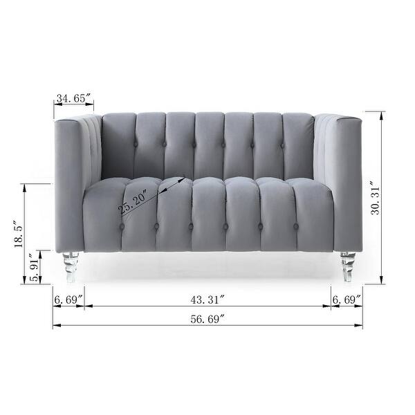 Modern Velvet Sofa Chesterfield Bench Sofa Living Room Loveseat Sofa ...
