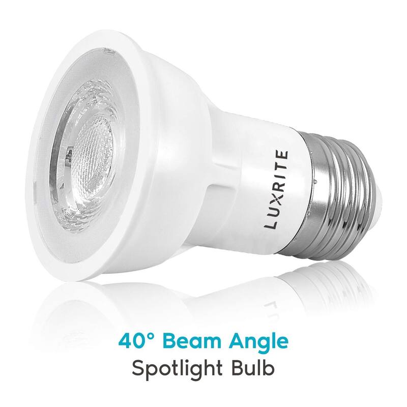 Luxrite PAR16 LED Bulb, 50W Equivalent, 450 Lumens, Dimmable, Enclosed ...