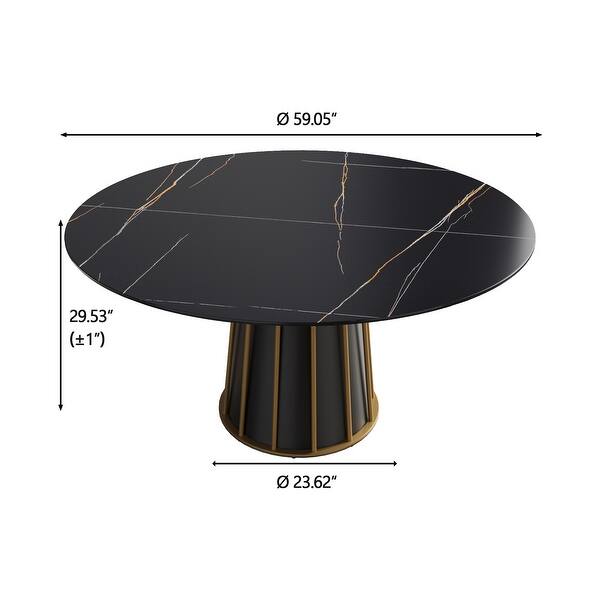 Round Metal Pedestal Dining Table Round Sintered Stone Table. - Bed ...