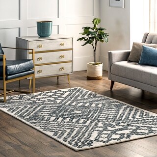 Brooklyn Rug Co Krystal Wool Geometric Diamond Area Rug - Bed Bath ...