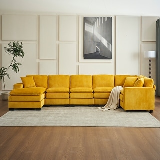Yellow 118.1" Luxurious U-Shaped 6-Seater Sofa - Bed Bath & Beyond ...