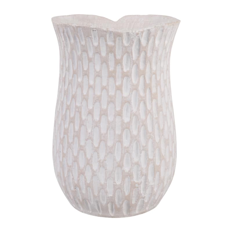 Decorative Vase - Ivory Ceramic Textured Patterned - Overstock - 44189168