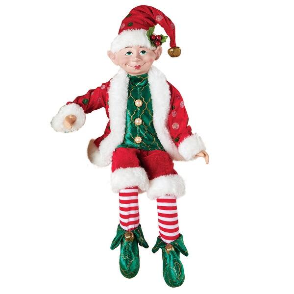 Poseable Christmas Elf Sitter Wearing Jingle Bells - 8.750 x 5.750 x 4. ...
