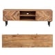 ExBrite Solid Wood Media Console Woodcraft HerringBone Pattern 2 Doors ...