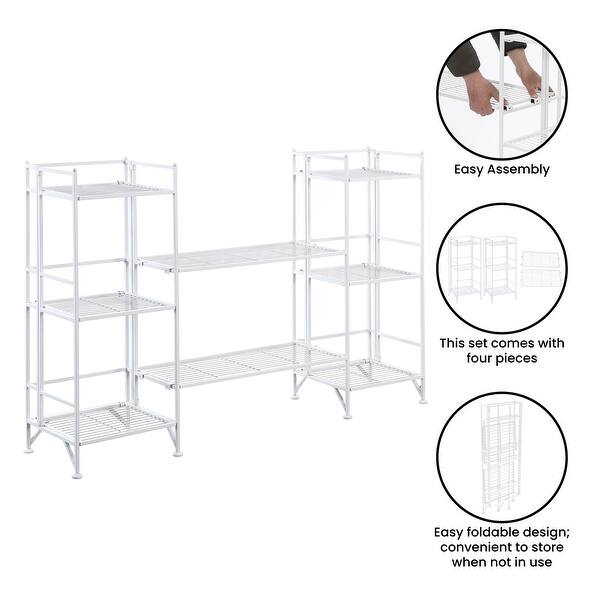 Xtra Storage 3 Tier Folding Metal Shelves with Set of 2 Extension ...