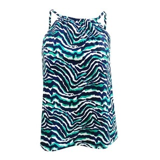 Island Escape Women's Plus Size Cali Zebra-Print Tankini Top (22W, Navy ...
