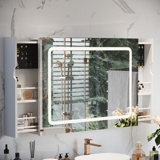 SpaceSaving LED Vanity Mirror with Hidden Storage and Anti-Fog Feature ...