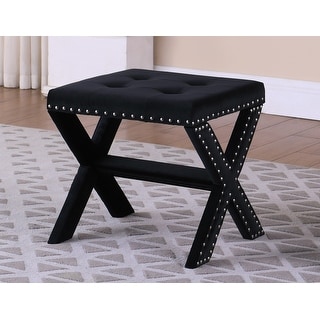 Best Master Furniture Velvet Tufted Small Accent Bench - Bed Bath ...