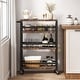 Brown Narrow Rolling Kitchen Storage Cart with Wheels, 4 Tiers Slim ...