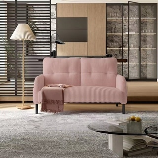 Small Corduroy Loveseat Upholstered Reading Couch with Storage Side ...