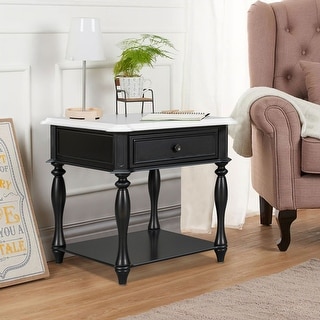 Classical Black End Table with Open Style Shelf Large Storage Space ...