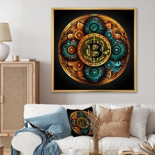 Designart "Bitcoin Crypto Seal I" Modern Geometric Framed Wall Decor ...