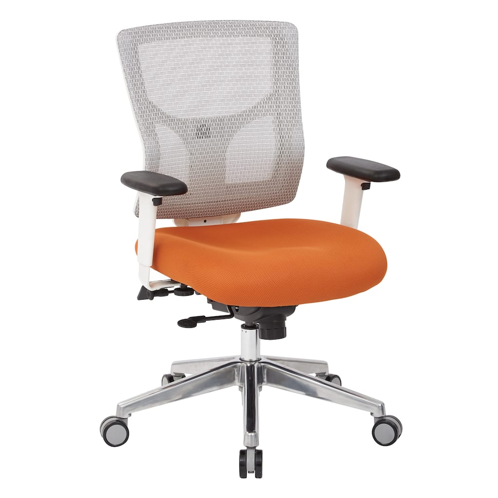 White Mesh Mid-back Office Chair with 2-way Adjustable Arms - Overstock ...