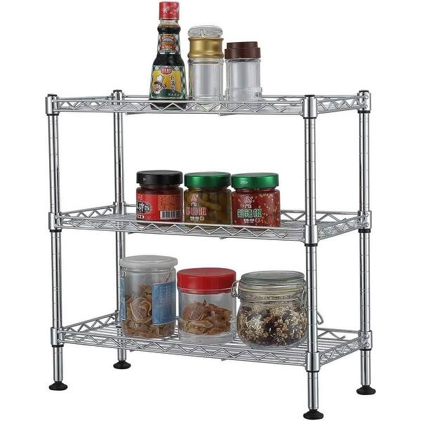 3 Layer Adjustable Wire Shelving Rack for Kitchen Storage - Bed Bath ...
