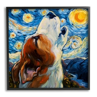 Stupell Howling Dog Classic Painting Framed Giclee Art Design by CR ...