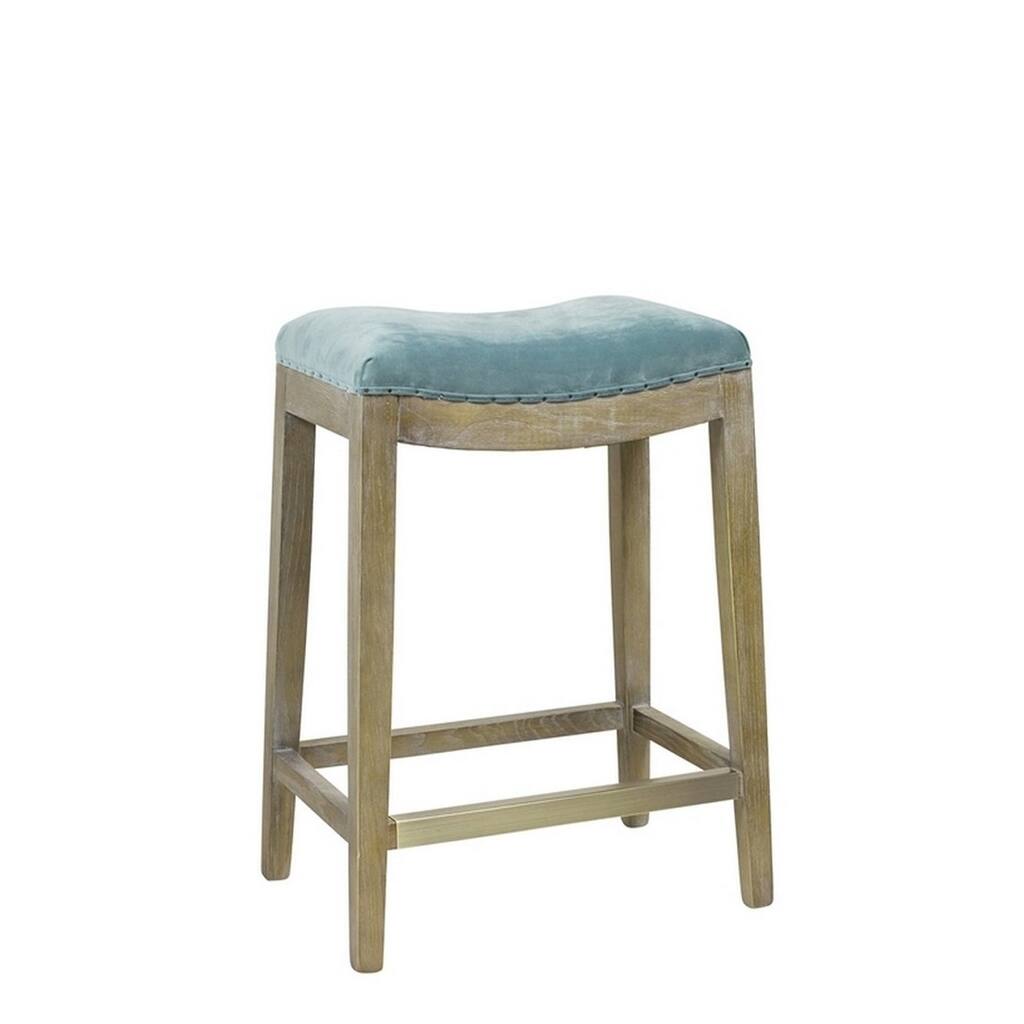 Stool Solid wood frame, Footrest with kick plate, Distressed finish and ...
