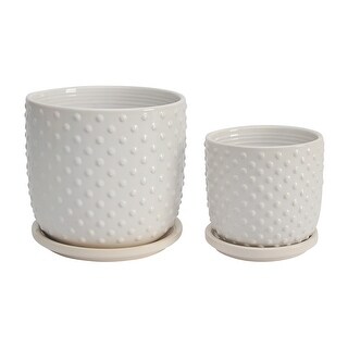 Ceramic Planter Set White Planter Set Tiny Dot Bubble Design, 5 ...