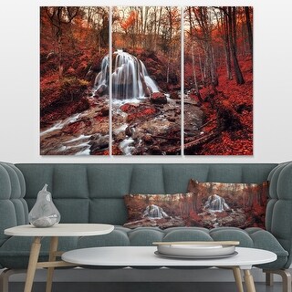 Designart "Silver Stream Waterfall Close up" Landscape Photography ...