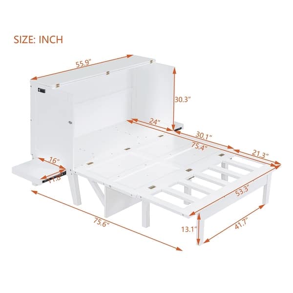 Merax Queen/Full Murphy Bed with USB Port and removable Shelves - Bed ...
