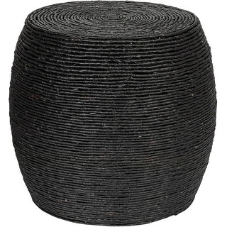 Handwoven Corn Rope Barrel Side Table, Black - Bed Bath & Beyond - 43442780