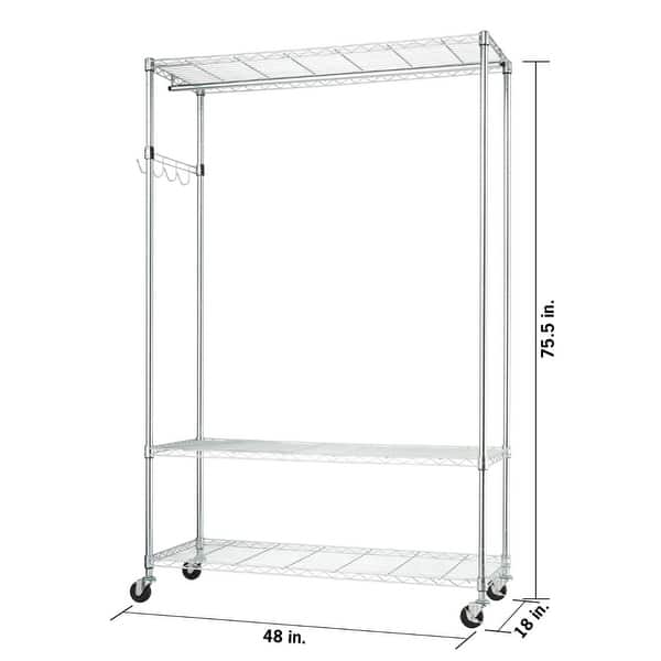 TRINITY EcoStorage® 3-Tier 48x18x75.5 Rolling Garment Rack, Chrome ...