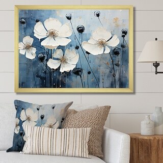 Designart "Minimal White Ang Grey Cornflowers Impression I" Cornflowers ...