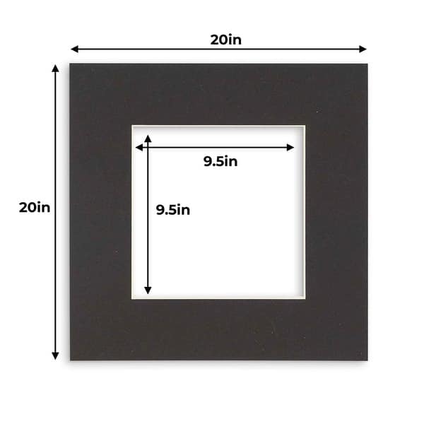 10x10 Mat for 20x20 Frame - Precut Mat Board Acid-Free Black 10x10 ...