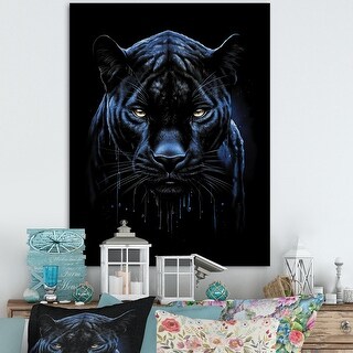 Designart "Black Blue Panther Onyx Majesty Scratch" Animals Panther ...